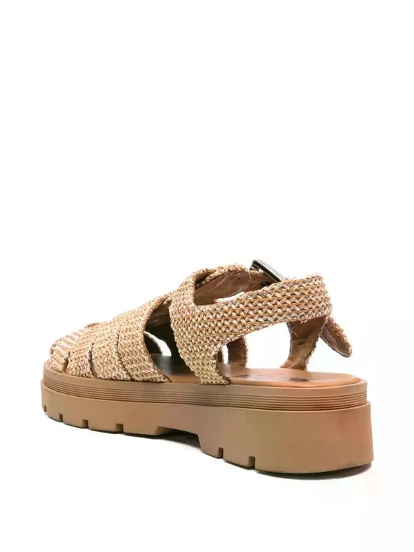 BIBI LOU Woven Texture Flat Sandals - Brown