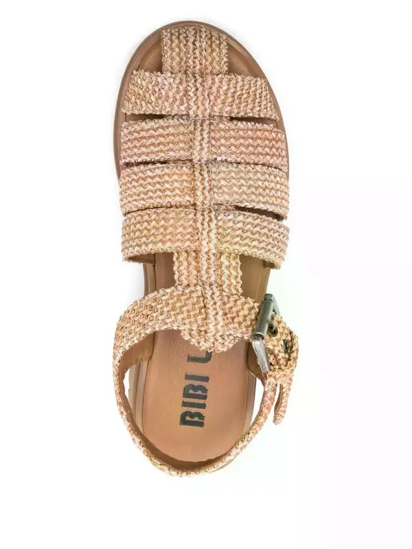 BIBI LOU Woven Texture Flat Sandals - Brown