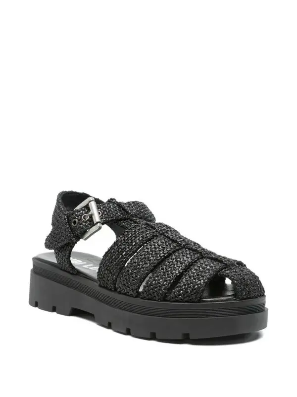 BIBI LOU Woven-texture Flat Sandals - Black