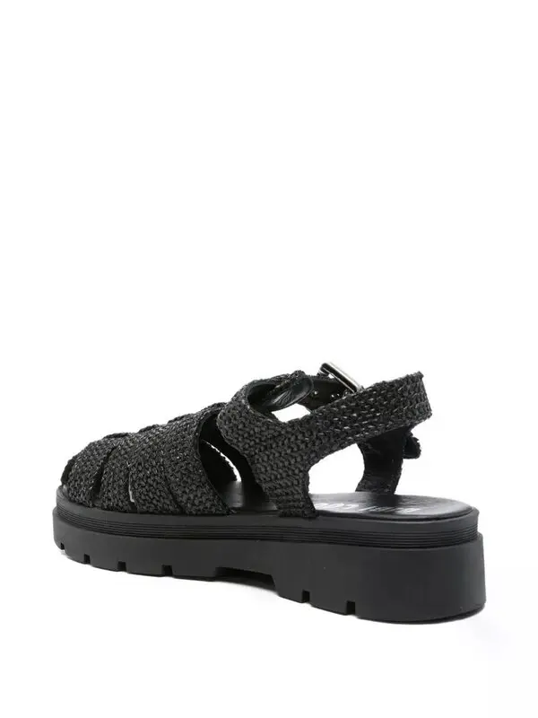 BIBI LOU Woven-texture Flat Sandals - Black