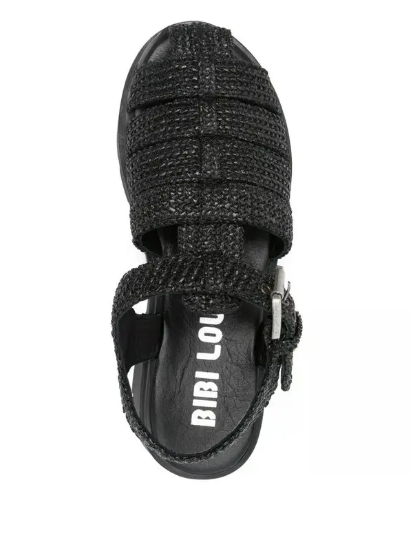BIBI LOU Woven-texture Flat Sandals - Black