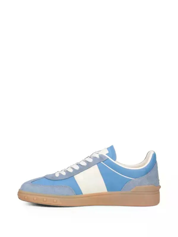 Valentino Garavani Upvillage Low Top Sneakers In Crust Leather And Nylon - Blue