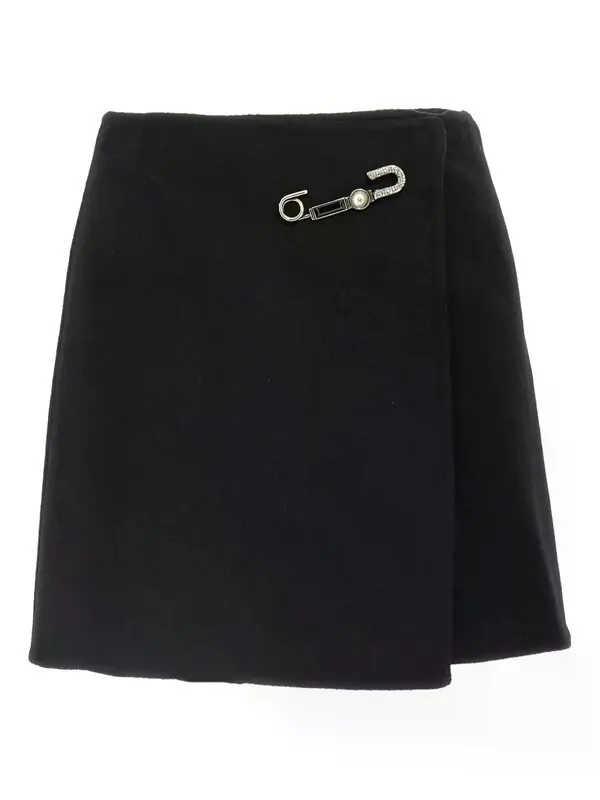 Ermanno Scervino Jewel-embellished Virgin Wool Wrap Skirt - Black