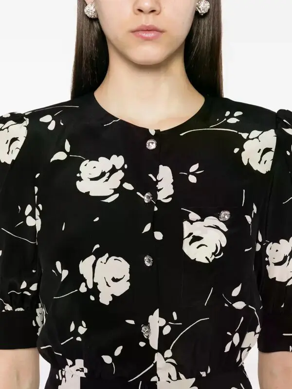 Alessandra Rich Rose-print Mini Dress