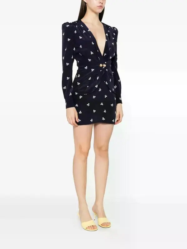 Alessandra Rich Bow-print Mini Dress