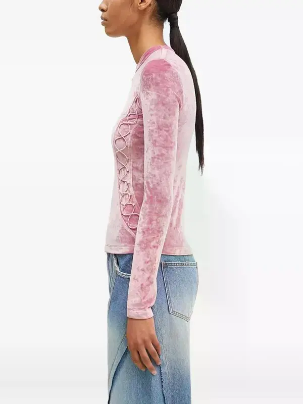 Andersson Bell Velvet Lace-up Long Sleeve Top