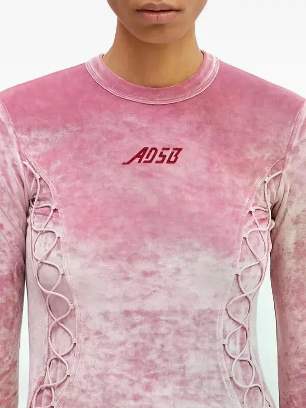 Andersson Bell Velvet Lace-up Long Sleeve Top
