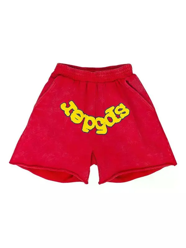 SP5DER Logo-print Track Shorts - Red