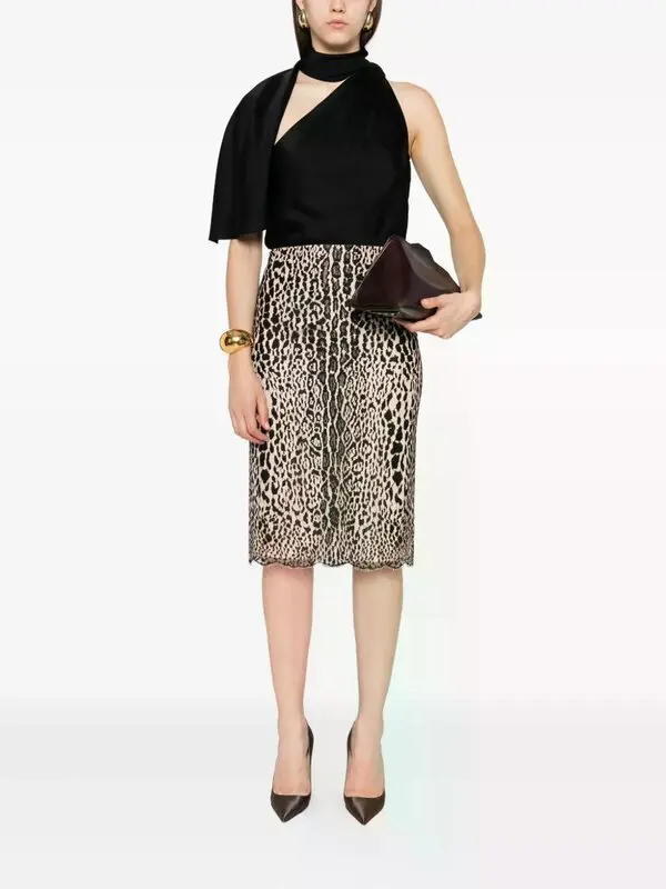 TOM FORD Leopard-print Lace Midi Skirt - Pink