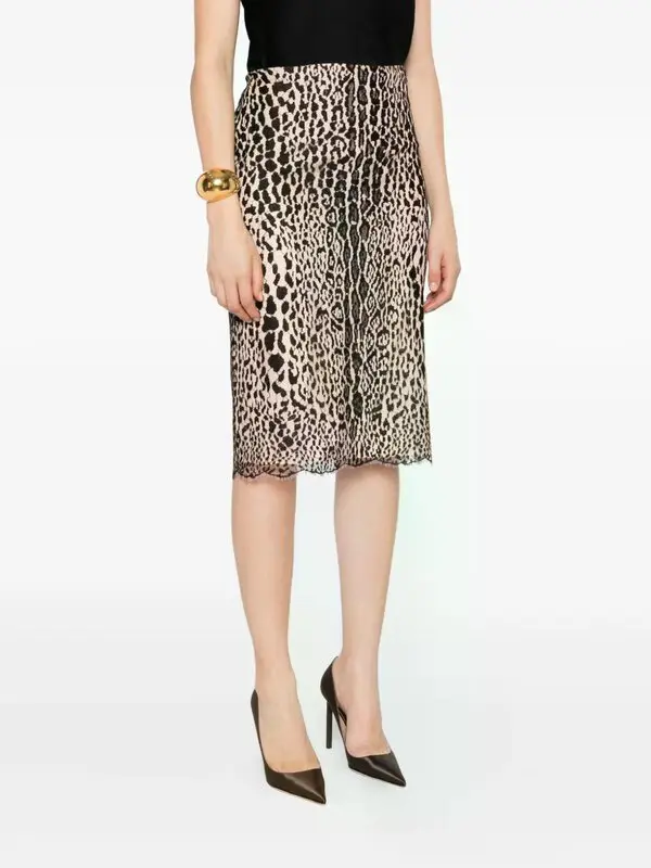 TOM FORD Leopard-print Lace Midi Skirt - Pink