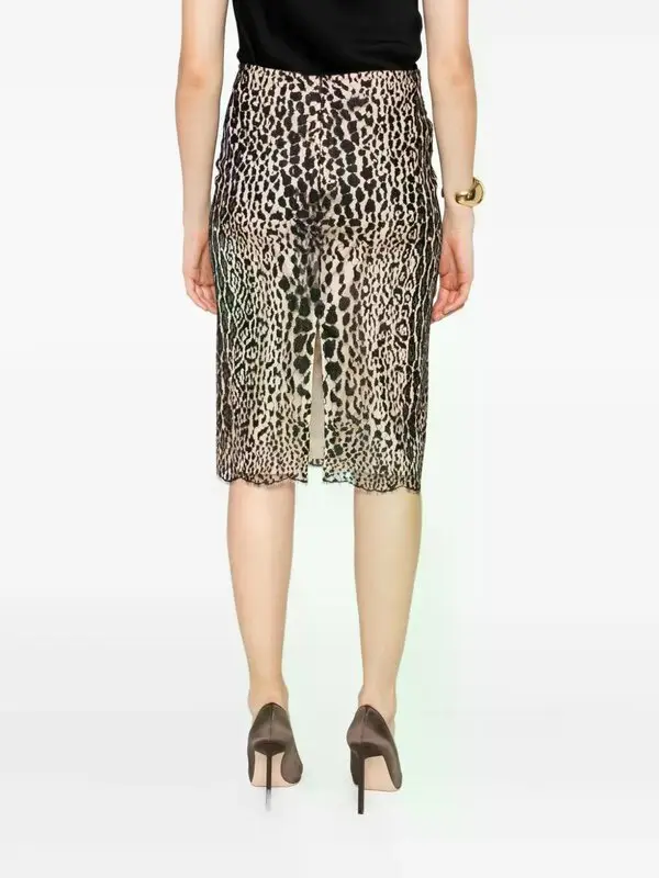 TOM FORD Leopard-print Lace Midi Skirt - Pink