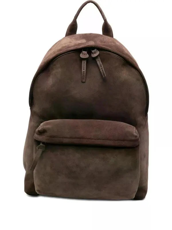 Officine Creative Logo Detail Suede Backpack With Zip Puller