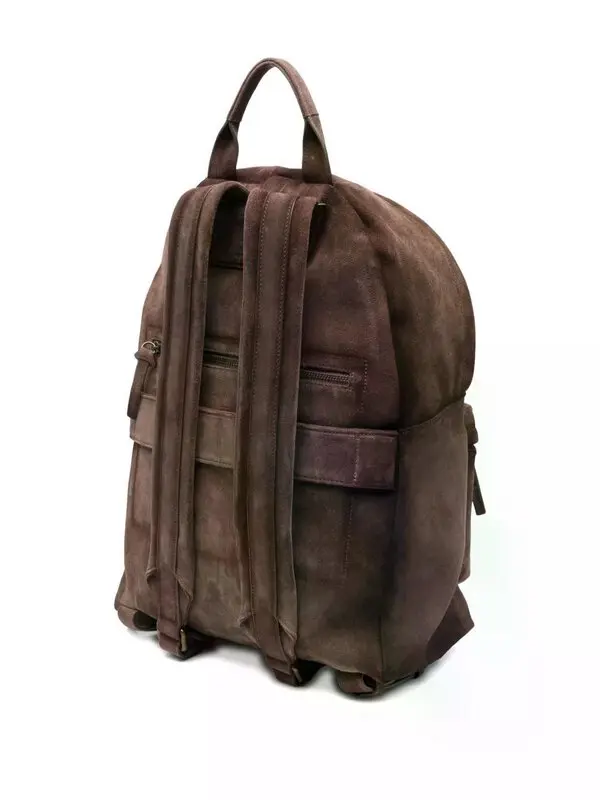 Officine Creative Logo Detail Suede Backpack With Zip Puller