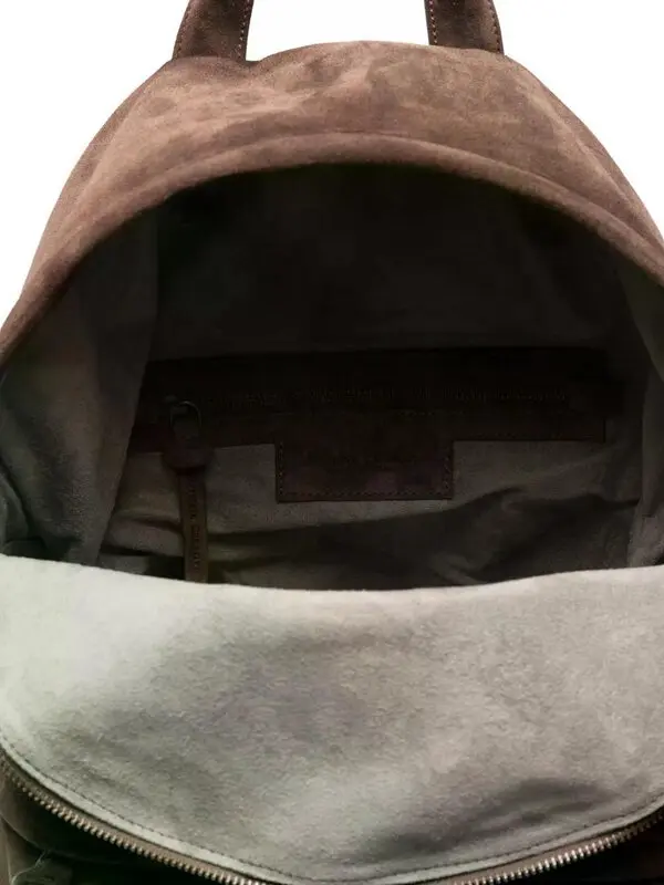 Officine Creative Logo Detail Suede Backpack With Zip Puller