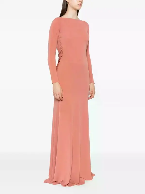Alex Perry Open-back Long-sleeve Maxi Dress