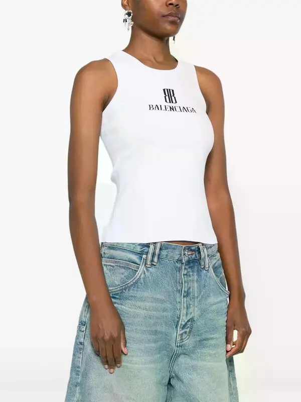 Balenciaga Logo-intarsia Sleeveless Tank Top