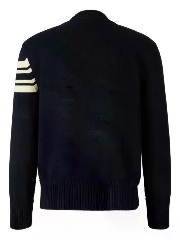Moncler Logo-embroidered Striped-sleeve Sweater