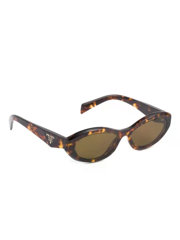 Prada Symbole Oval-frame Tortoiseshell Sunglasses - Brown