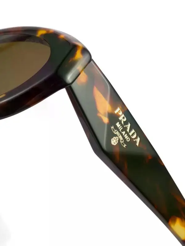 Prada Symbole Oval-frame Tortoiseshell Sunglasses - Brown