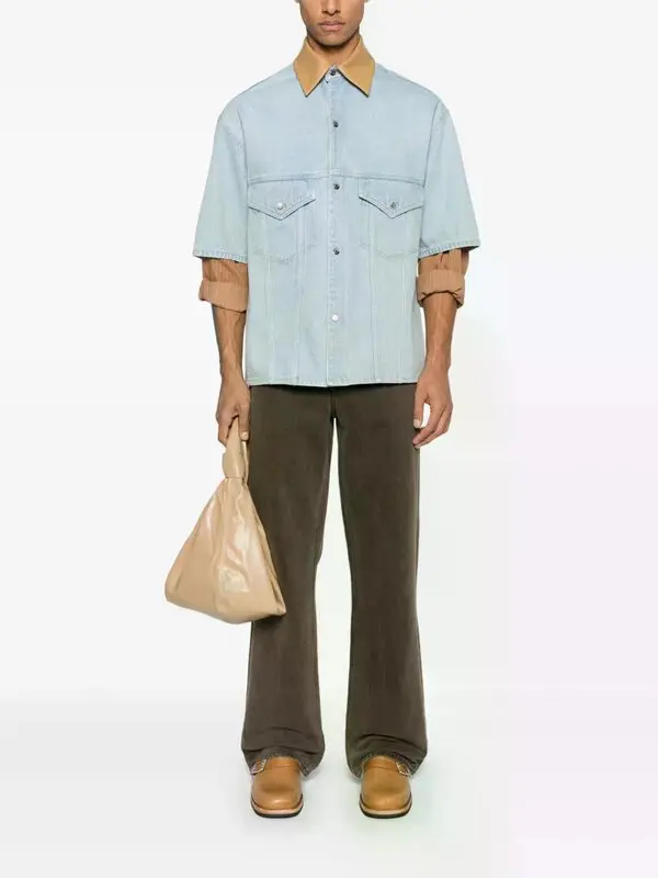 Nanushka Leather-collar Denim Shirt