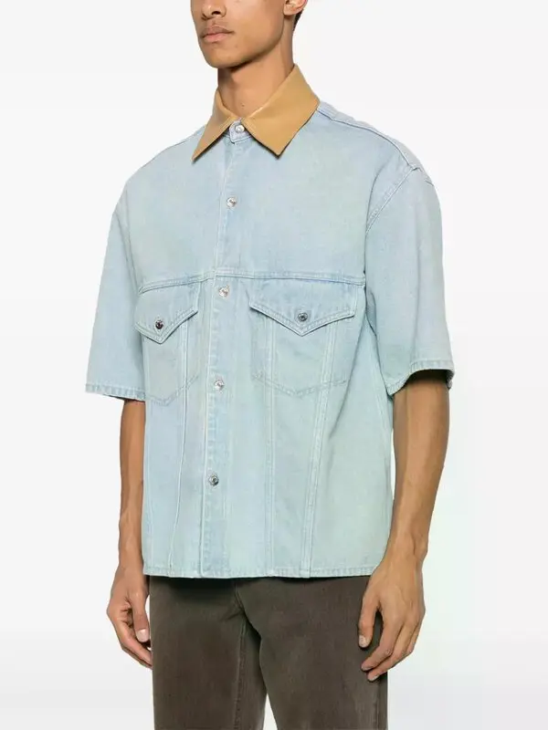 Nanushka Leather-collar Denim Shirt