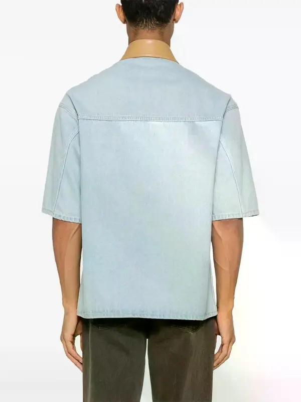 Nanushka Leather-collar Denim Shirt