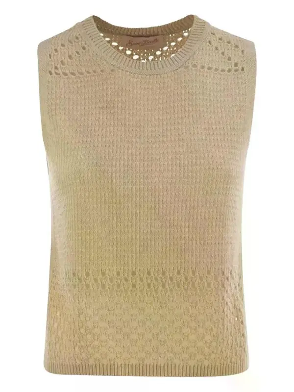 MC2 SAINT BARTH Crochet-detail Sleeveless Top - Neutrals