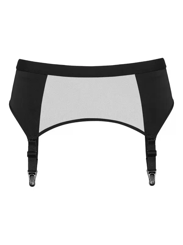 MAISON CLOSE Mesh-panel Garter Belt - Black
