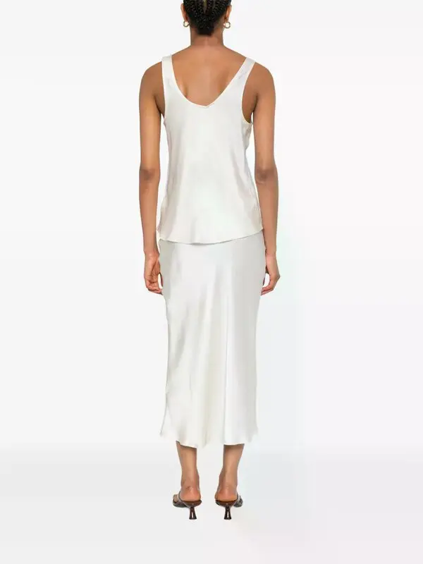 ANINE BING Silk Scoop-neck Top - White