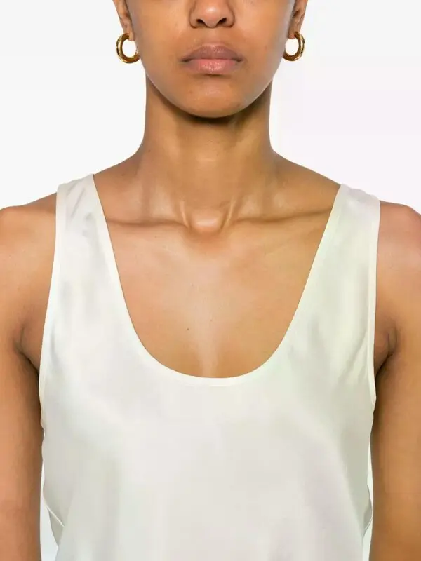 ANINE BING Silk Scoop-neck Top - White