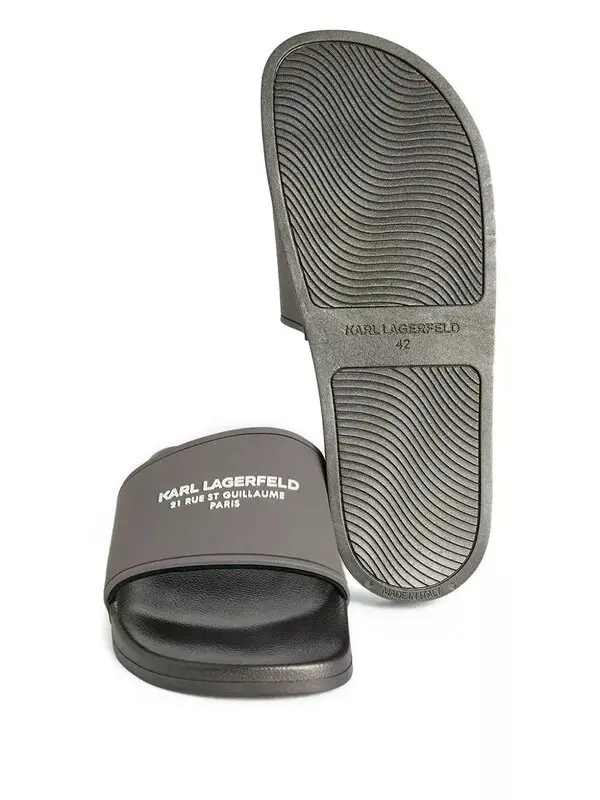 Karl Lagerfeld Logo-Embossed Slides In Grey - 35% Off  display picture 2