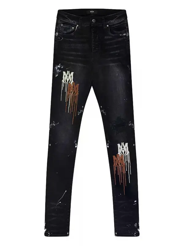 Amiri Paint-drip Jeans - Black