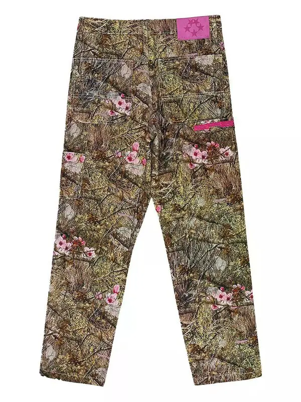 SP5DER Floral Camouflage Print Jeans - Green