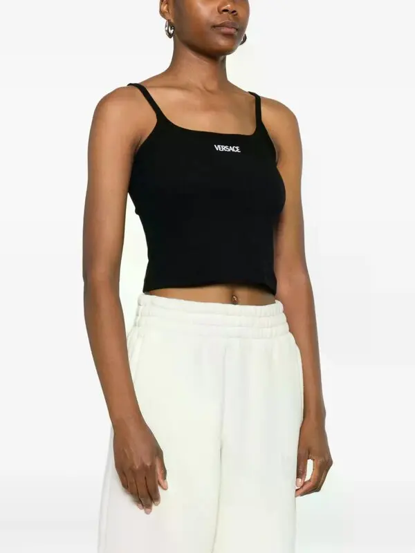 Versace Logo-embroidered Top - Black