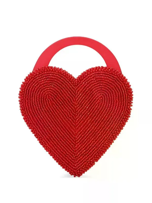 VANINA Reine De Coeur Beaded Heart Clutch Bag - Red