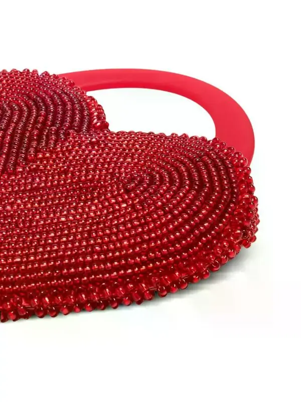 VANINA Reine De Coeur Beaded Heart Clutch Bag - Red