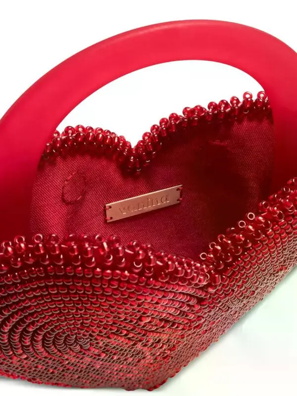 VANINA Reine De Coeur Beaded Heart Clutch Bag - Red
