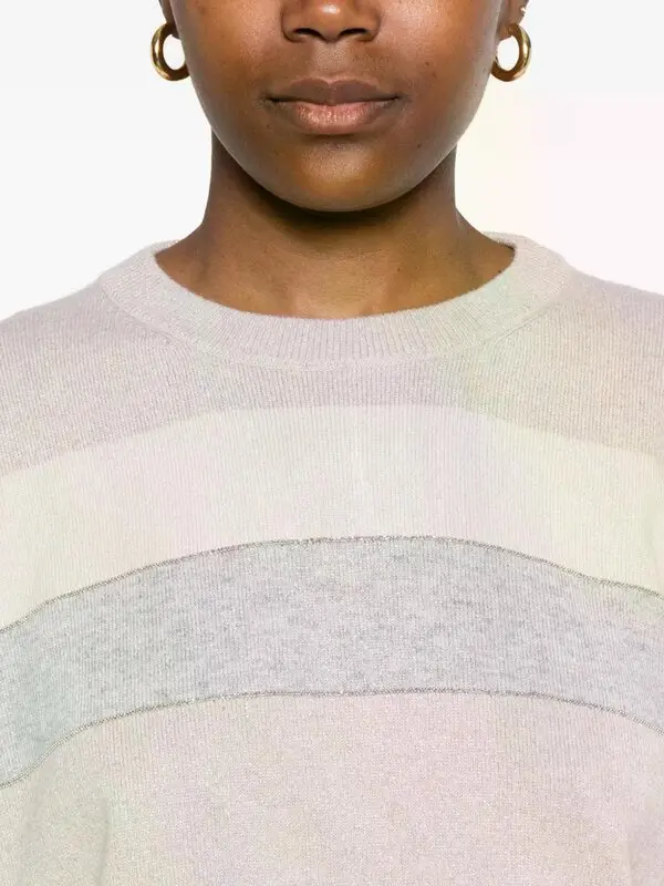 Peserico Striped Crew-neck Sweater - Neutrals