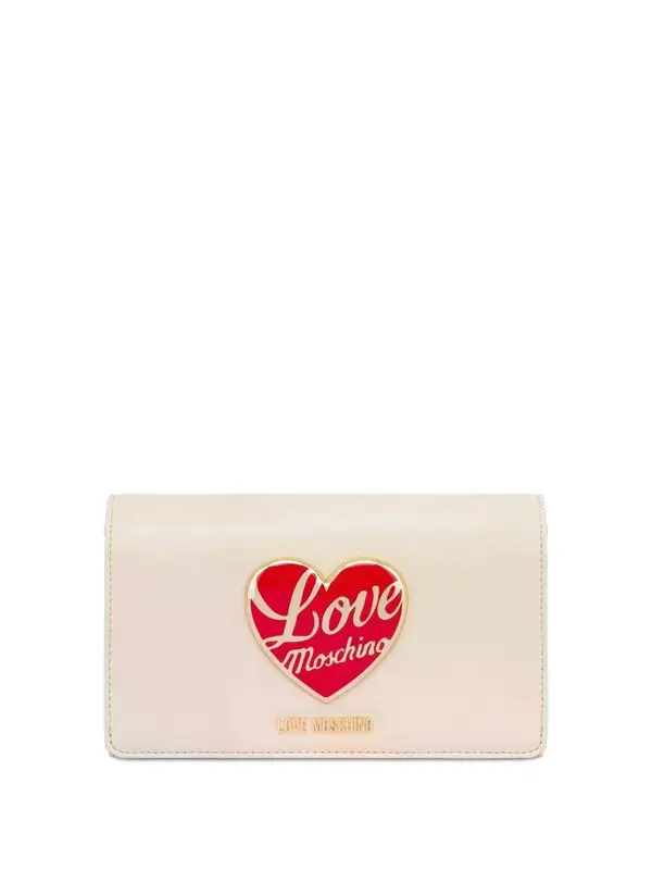 Moschino Heart-plaque Clutch Bag - White