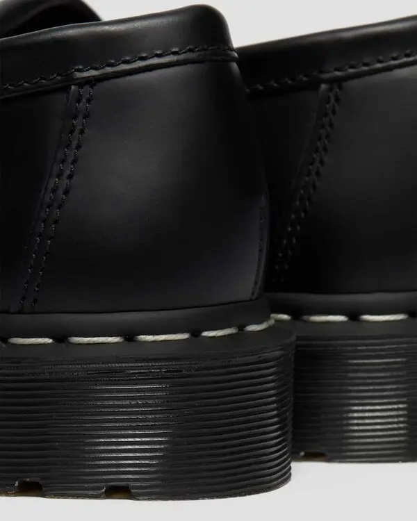 Dr. Martens Adrian White Stitch Smooth Leather Loafers - Black