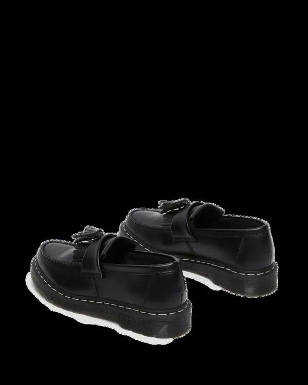 Dr. Martens Adrian White Stitch Smooth Leather Loafers - Black