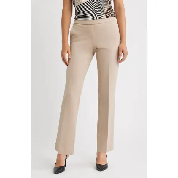 Anne Klein High-waist Pull-on Straight-leg Pants