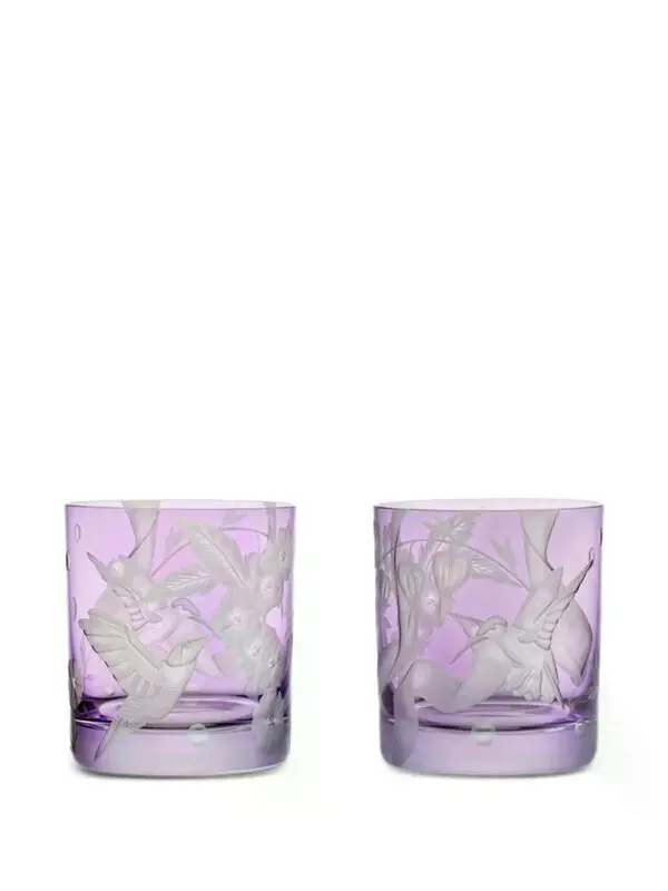 ARTEL Flights Of Fantasy Hummingbird Floral Glass - Purple