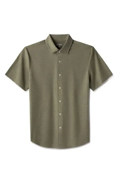 RHONE Brezza Performance Short Sleeve Button-up Shirt - Green Sage