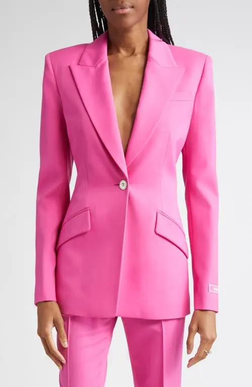 Versace Stretch Wool Gabardine Single-breasted Blazer - Dragon Fruit