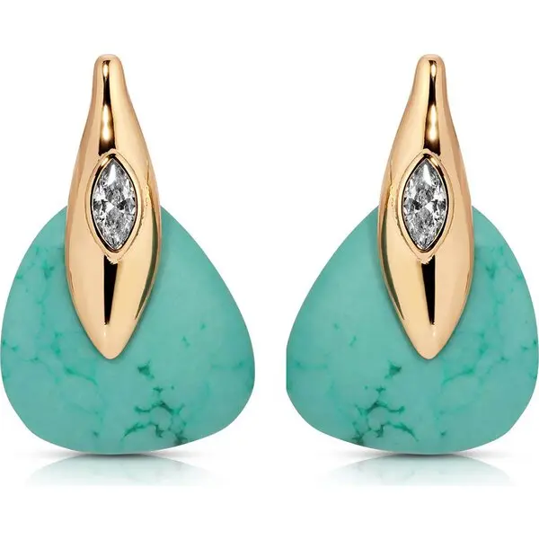 Ettika Crystal And Stone Drop Earrings - Turquoise