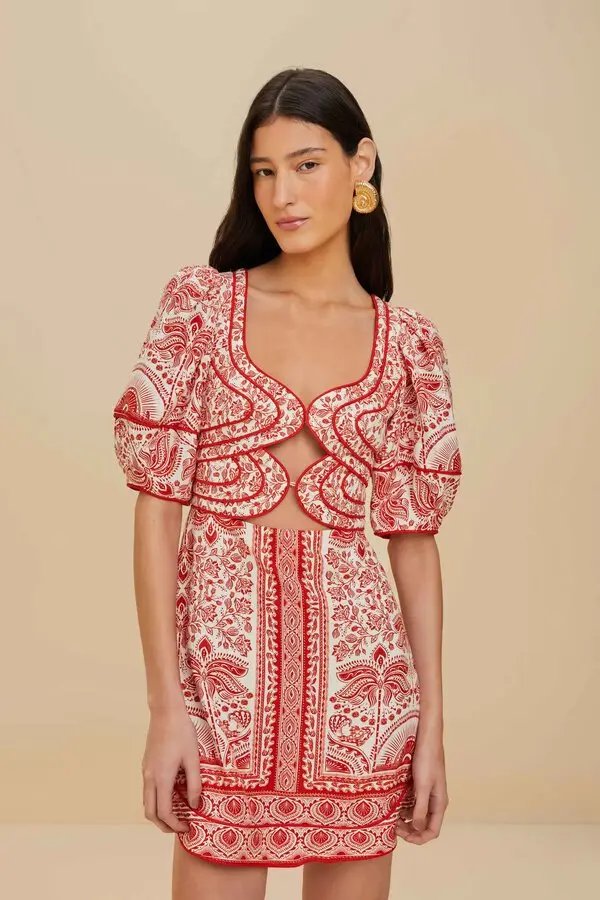 open lace back dress Farm Rio Women's Delicate Fruit Garden Mini Dress – Saint Bernard main image 1