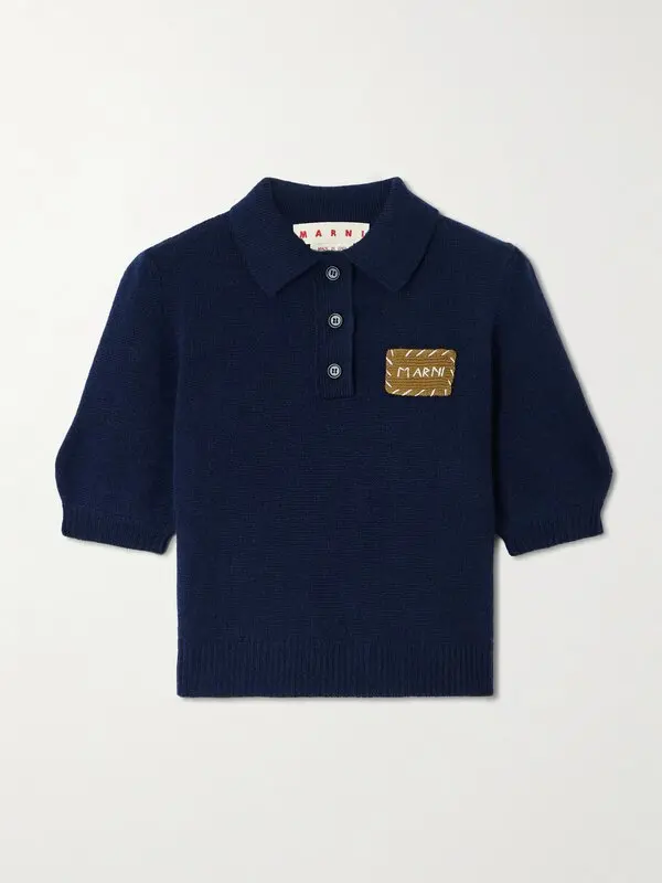 Marni Embroidered Cashmere Polo Shirt