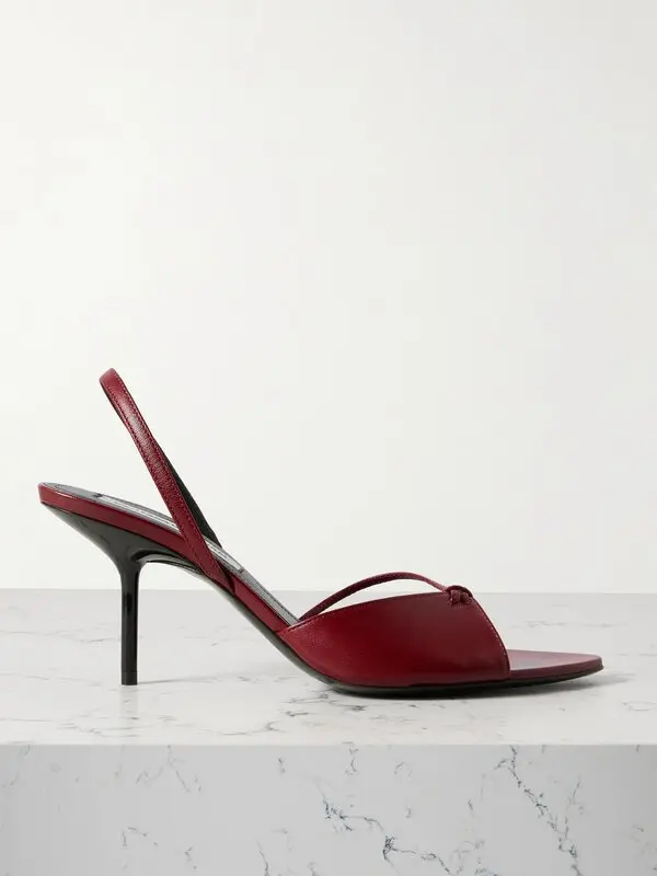 Victoria Beckham Harlow Leather Slingback Sandals - Burgundy