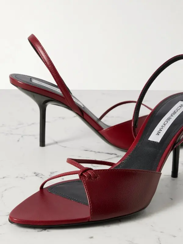 Victoria Beckham Harlow Leather Slingback Sandals - Burgundy